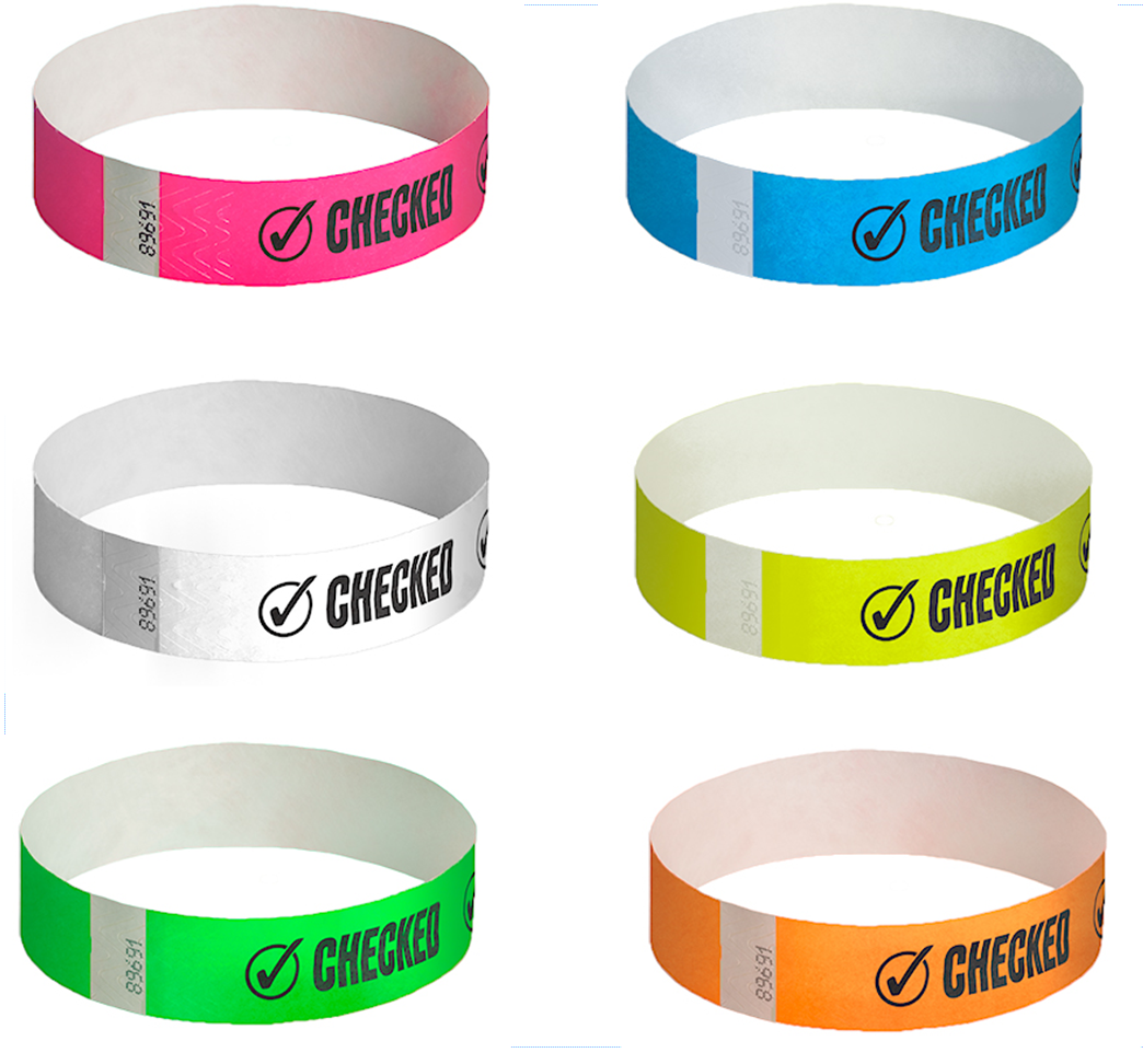 CHECKED Printed Wristbands - Box of 1000